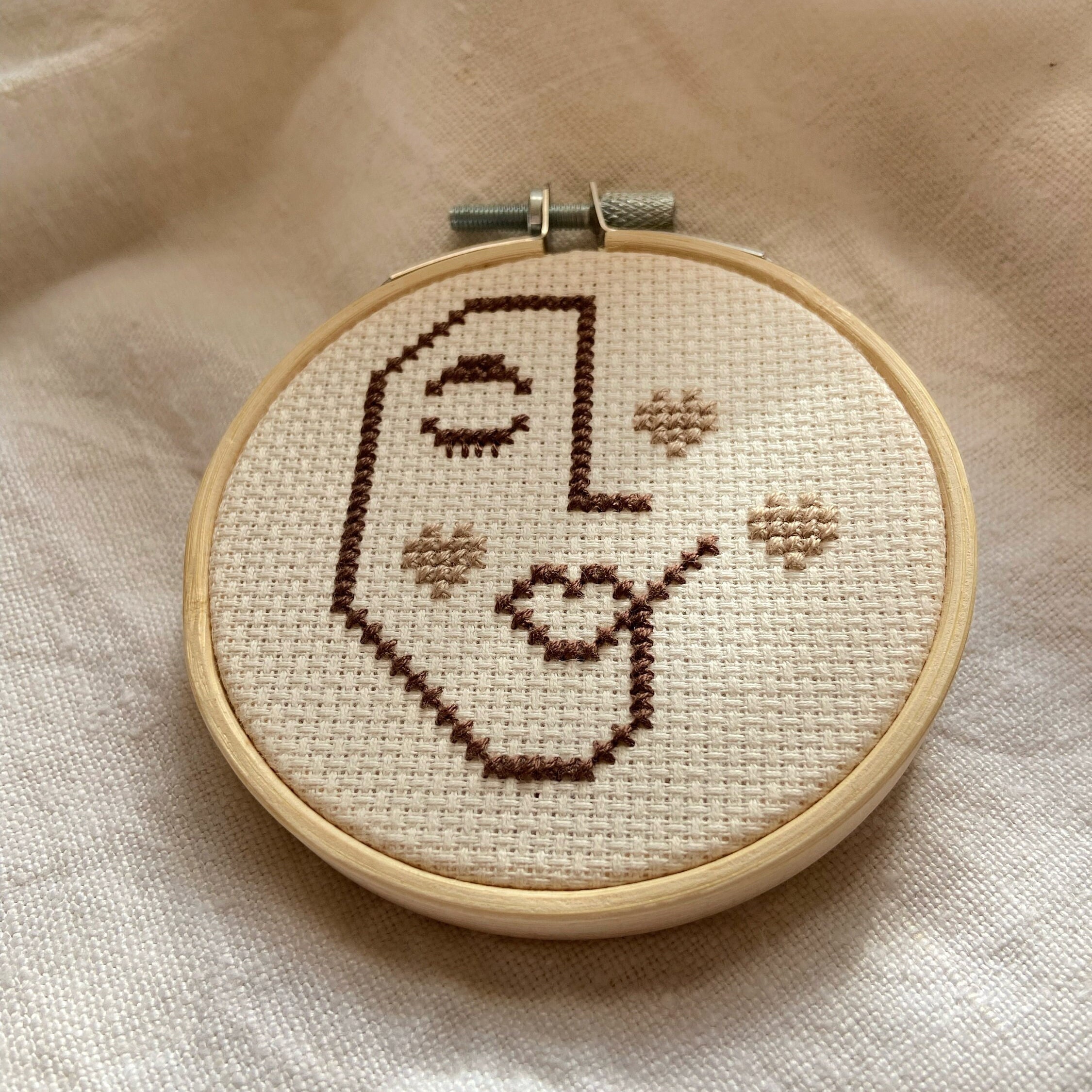 Modern Cross Stitch Pattern, PDF Instant Download, One Line Face Shape ...