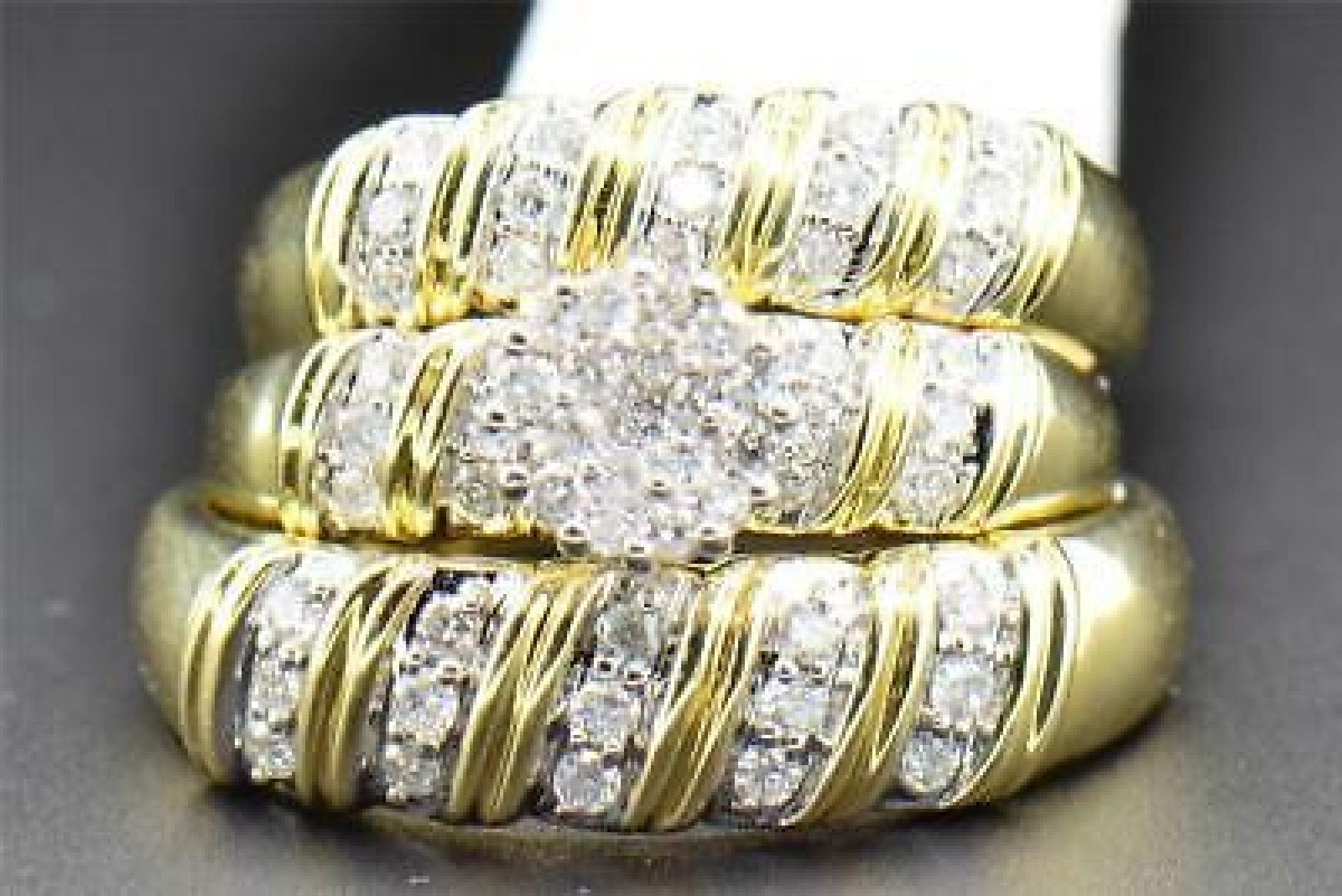 Flower Diamond Trio Set Engagement Ring Wedding Band 14k | Etsy