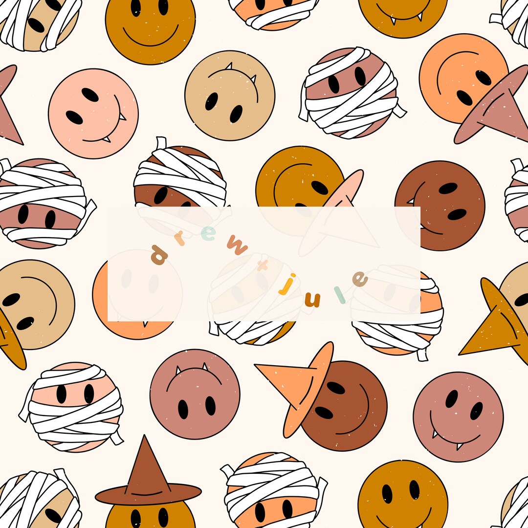 Spooky Smiles - Pink / Seamless Pattern Digital Download / Retro Groovy ...