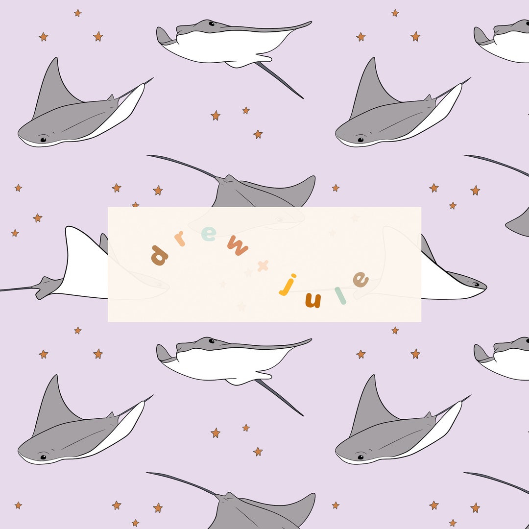 Sting Rays - Purple / Seamless Pattern Digital Download / Retro Boho ...