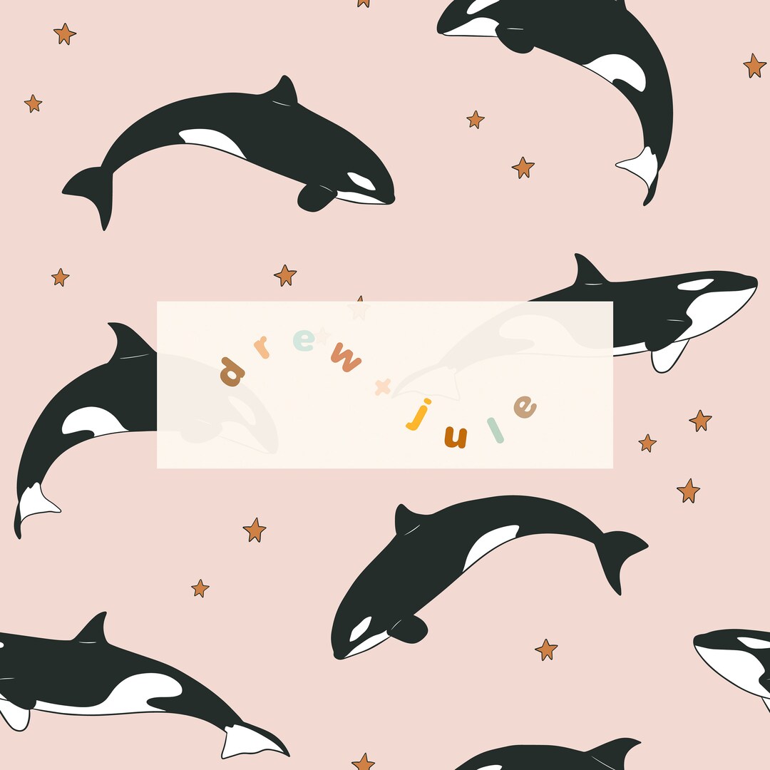 Orca Killer Whales - Muted Pink / Seamless Pattern Digital Download ...