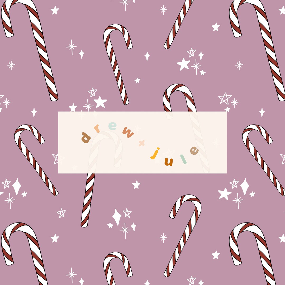Scattered Candy Canes - Mauve / Seamless Pattern Digital Download ...