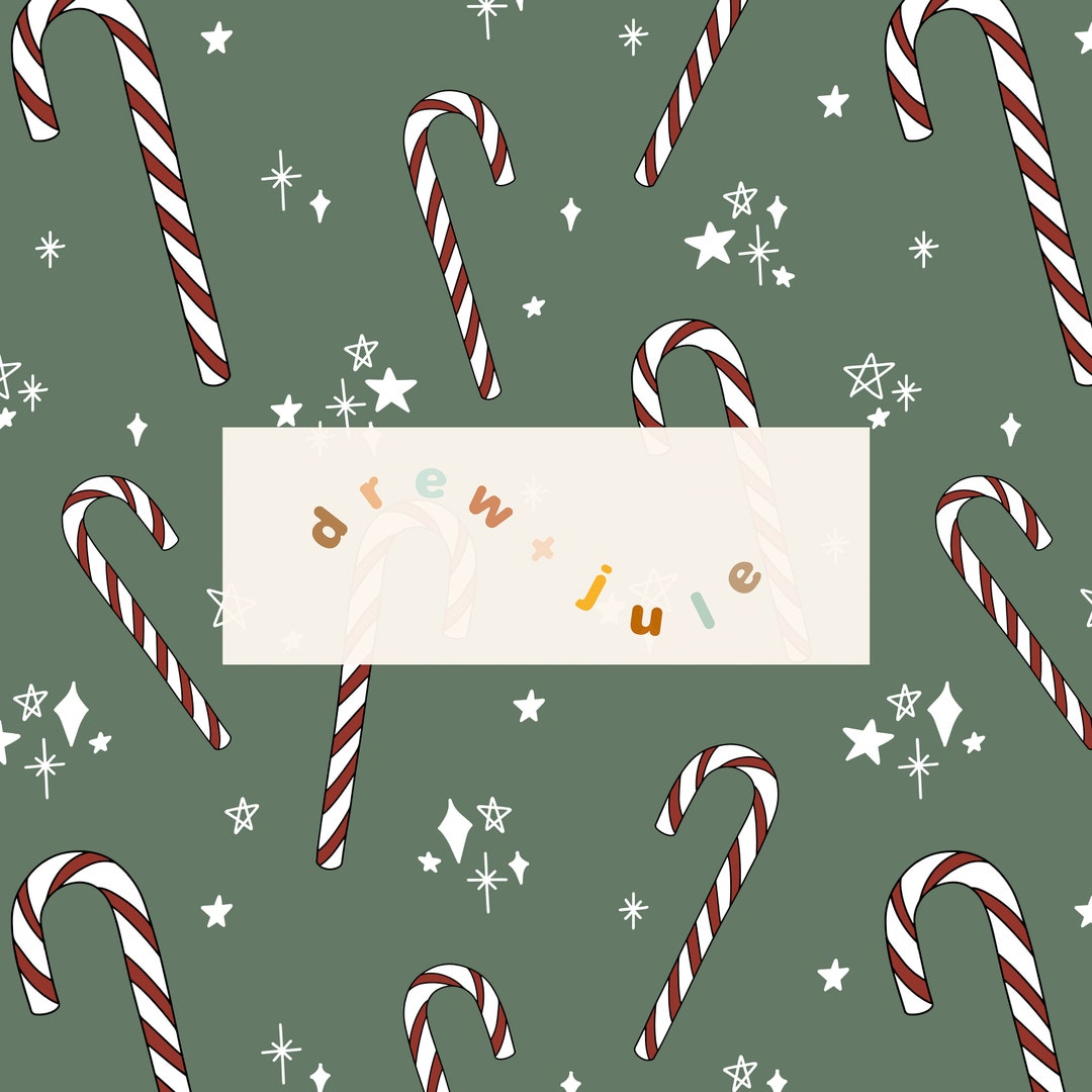 Scattered Candy Canes - Green / Seamless Pattern Digital Download ...