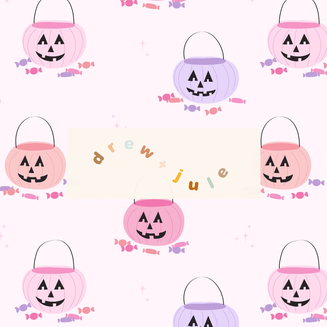 Pumpkin Pails / Seamless Pattern Digital Download / Boho Retro Groovy ...