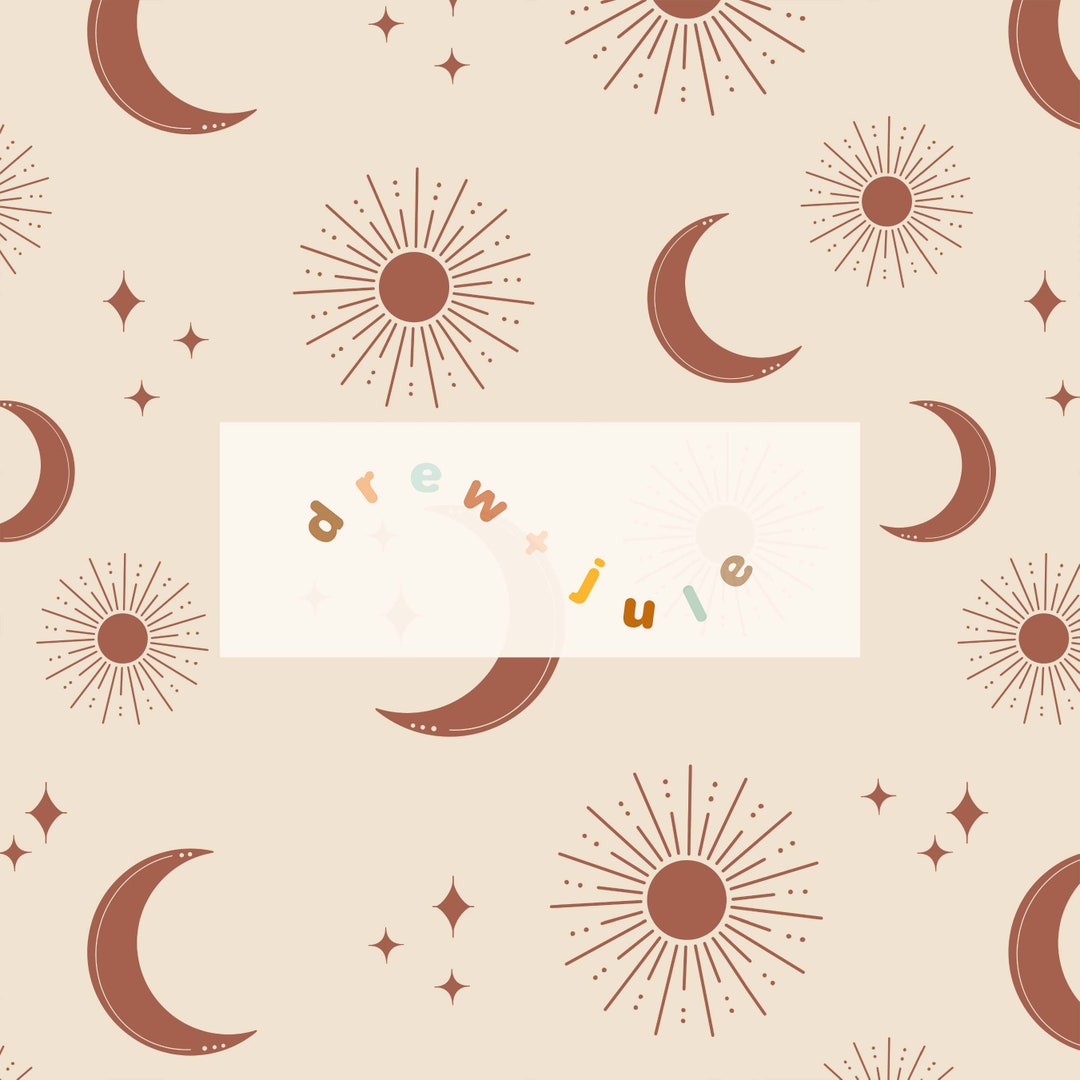 Solstice - Tan Sun Moon / Seamless Pattern Digital Download / Earthy ...