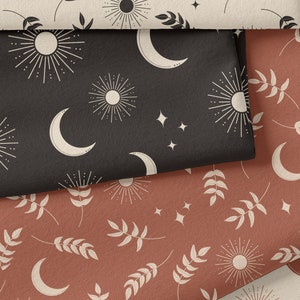 Solstice - Tan Sun Moon / Seamless Pattern Digital Download / Earthy ...