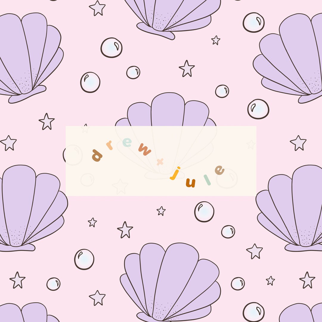 Mermaid Inspired Seashells / Seamless Pattern Digital Download / Retro ...