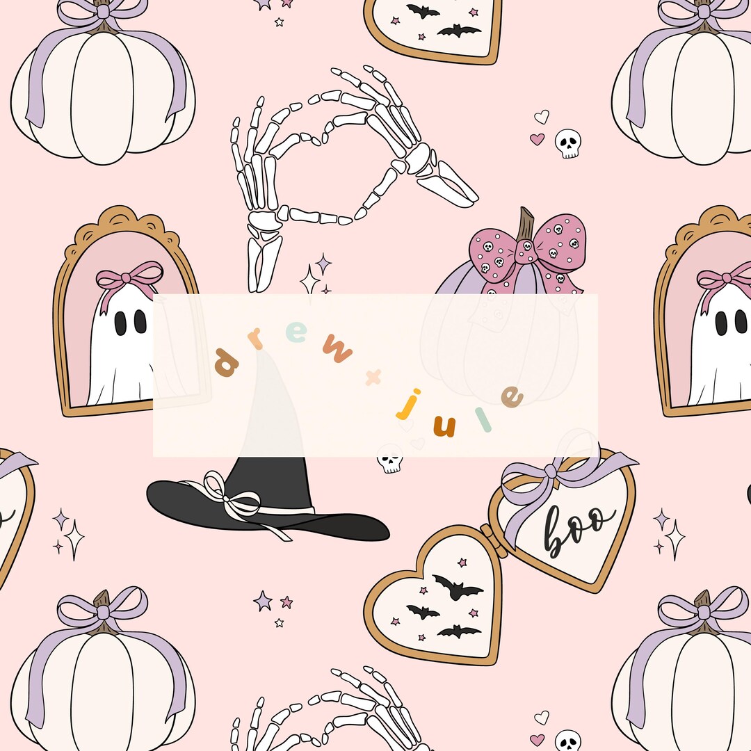 Spooky Coquette / Seamless Pattern Digital Download / Dainty Boho Retro ...