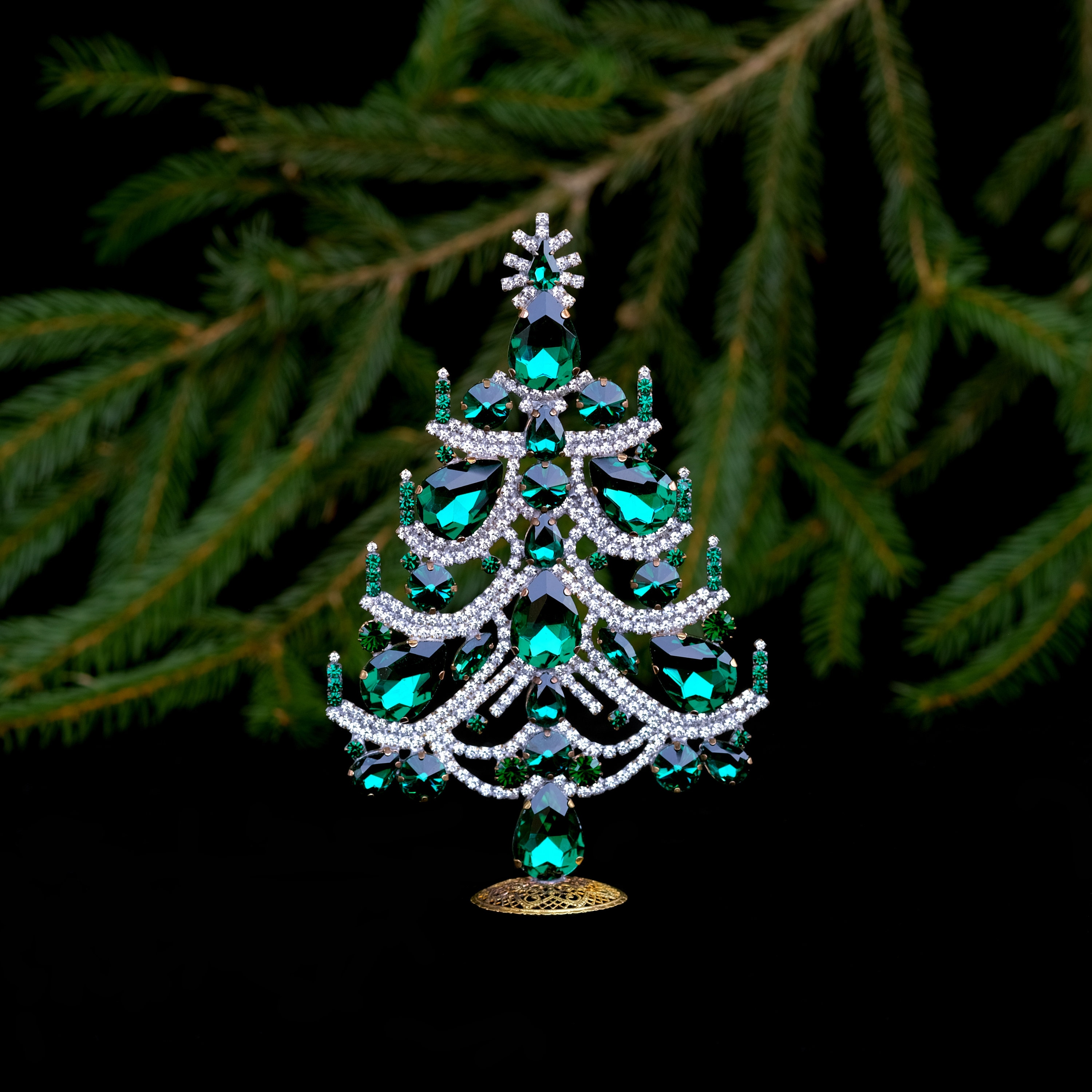 Charming Table Top Glass Xmas Tree, Handcrafted With Clear and Aqua ...