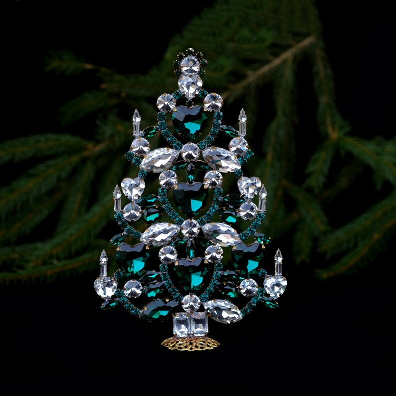 The Table Top Xmas Tree of Love Has Been Handcrafted With Clear,lt Siam ...