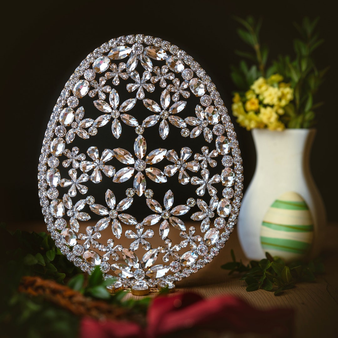 Ornate Easter Egg, Vintage Easter Egg Decoration Rhinestone Easter Egg ...