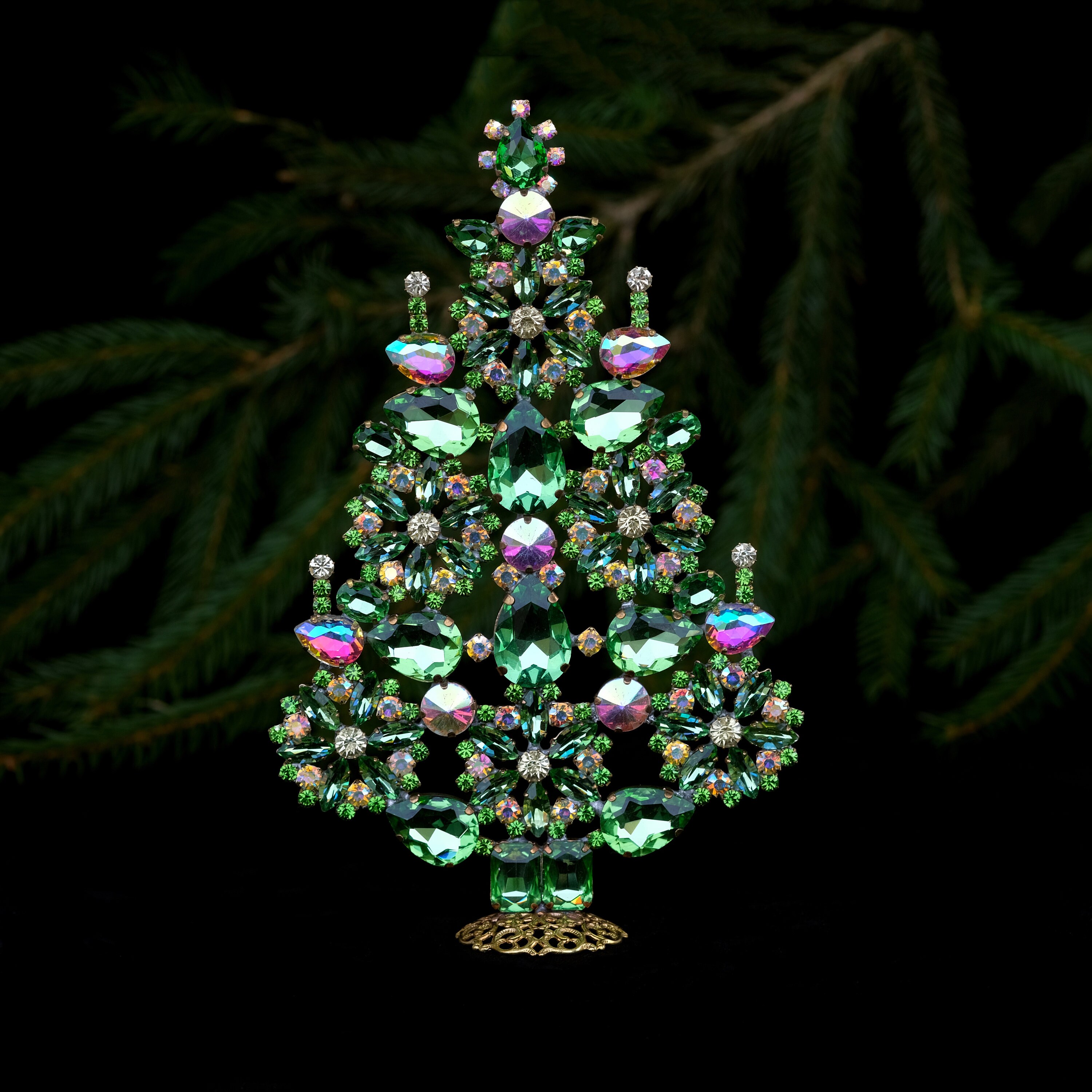 Wonderous Czech Christmas Tree, Rhinestone Tree Handcrafted With Clear ...