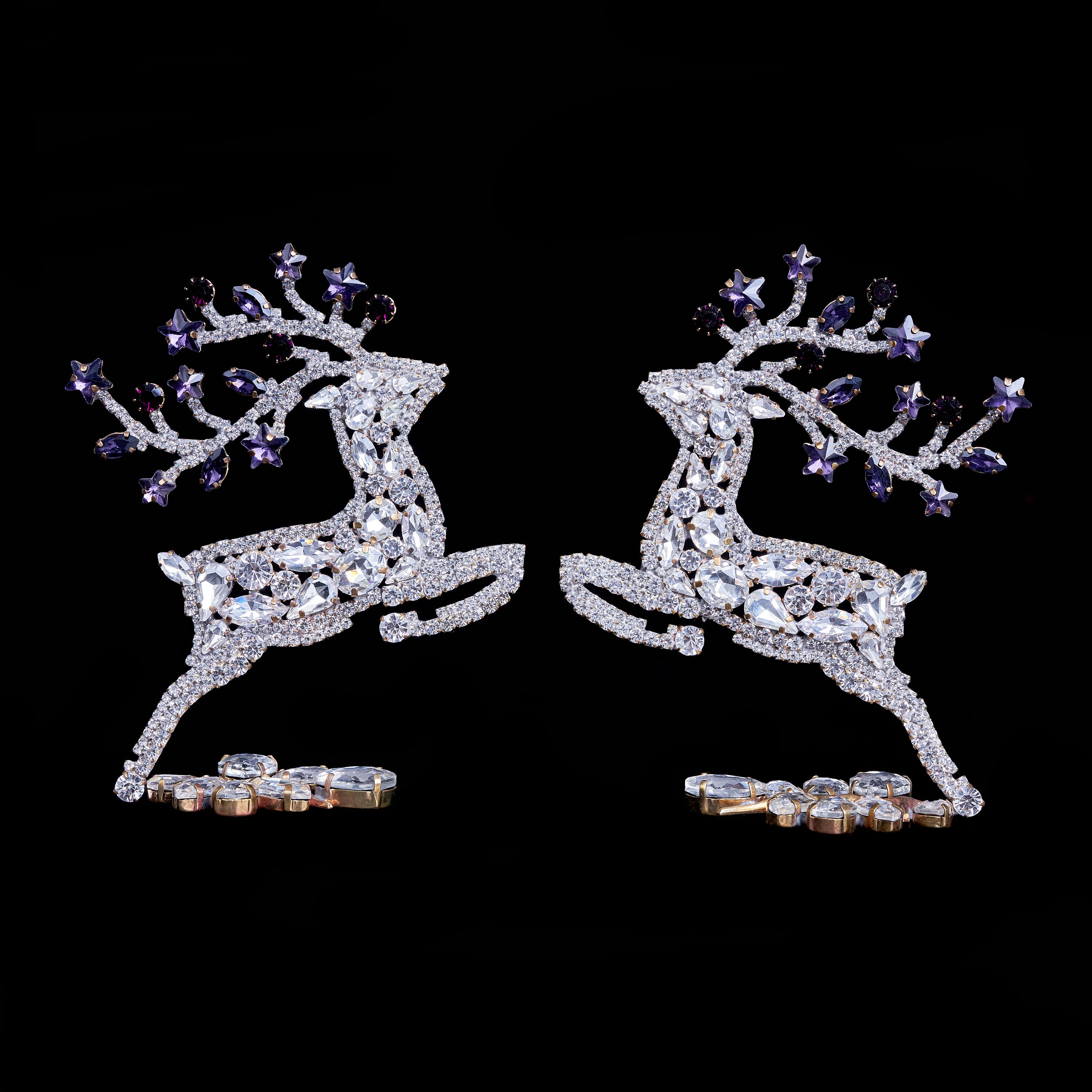 Handmade Prancing Reindeers Set - Clear-purple - Etsy