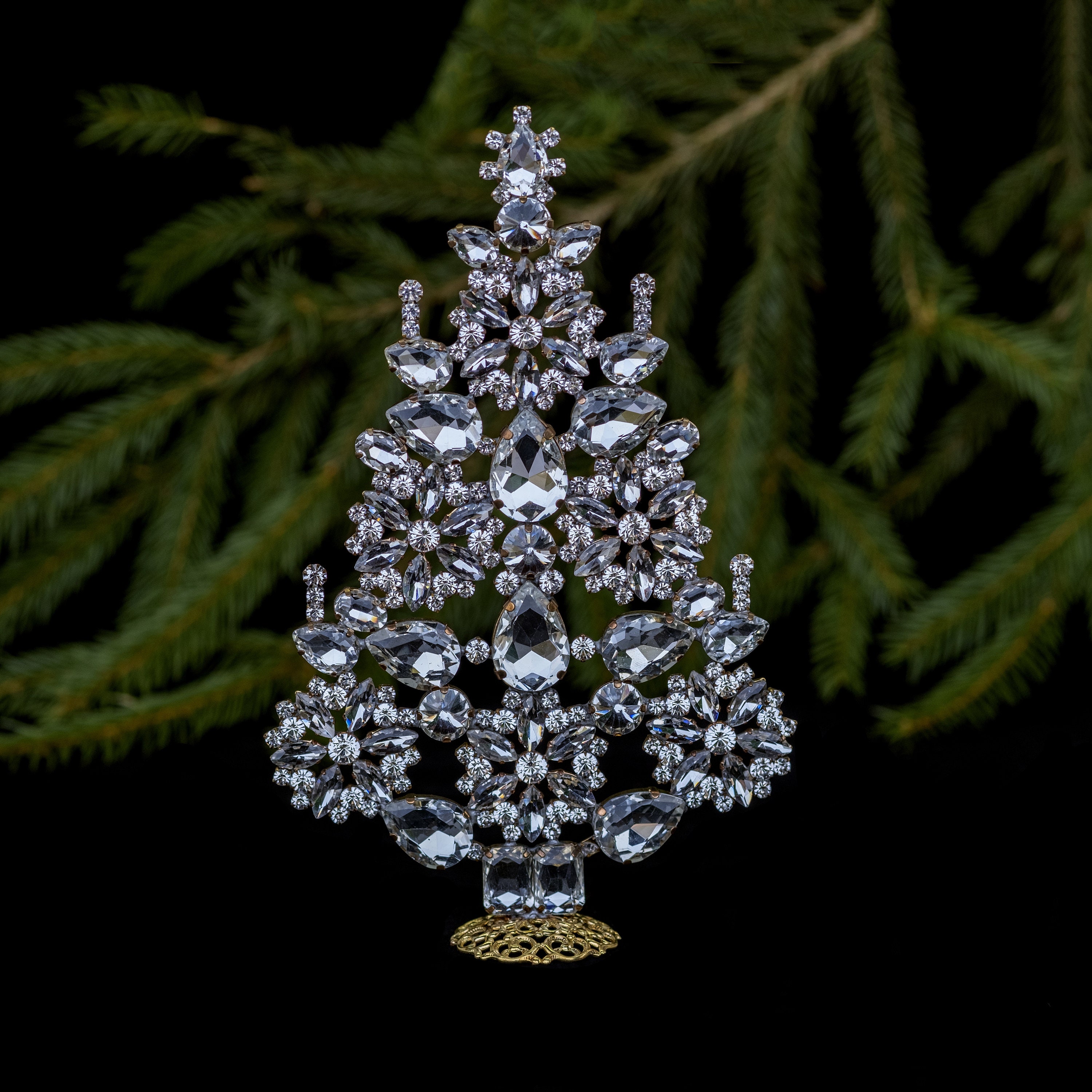 Wonderous Czech Christmas Tree, Rhinestone Tree Handcrafted With Clear ...