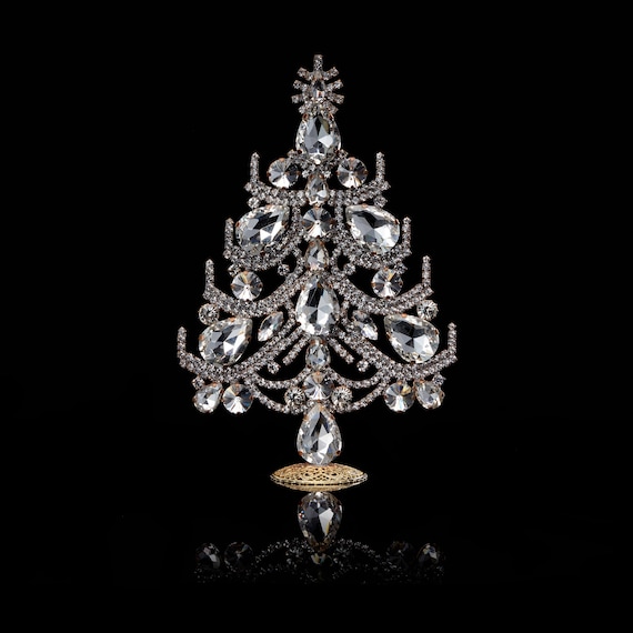 Charming Table Top Glass Xmas Tree Handcrafted With Clear - Etsy