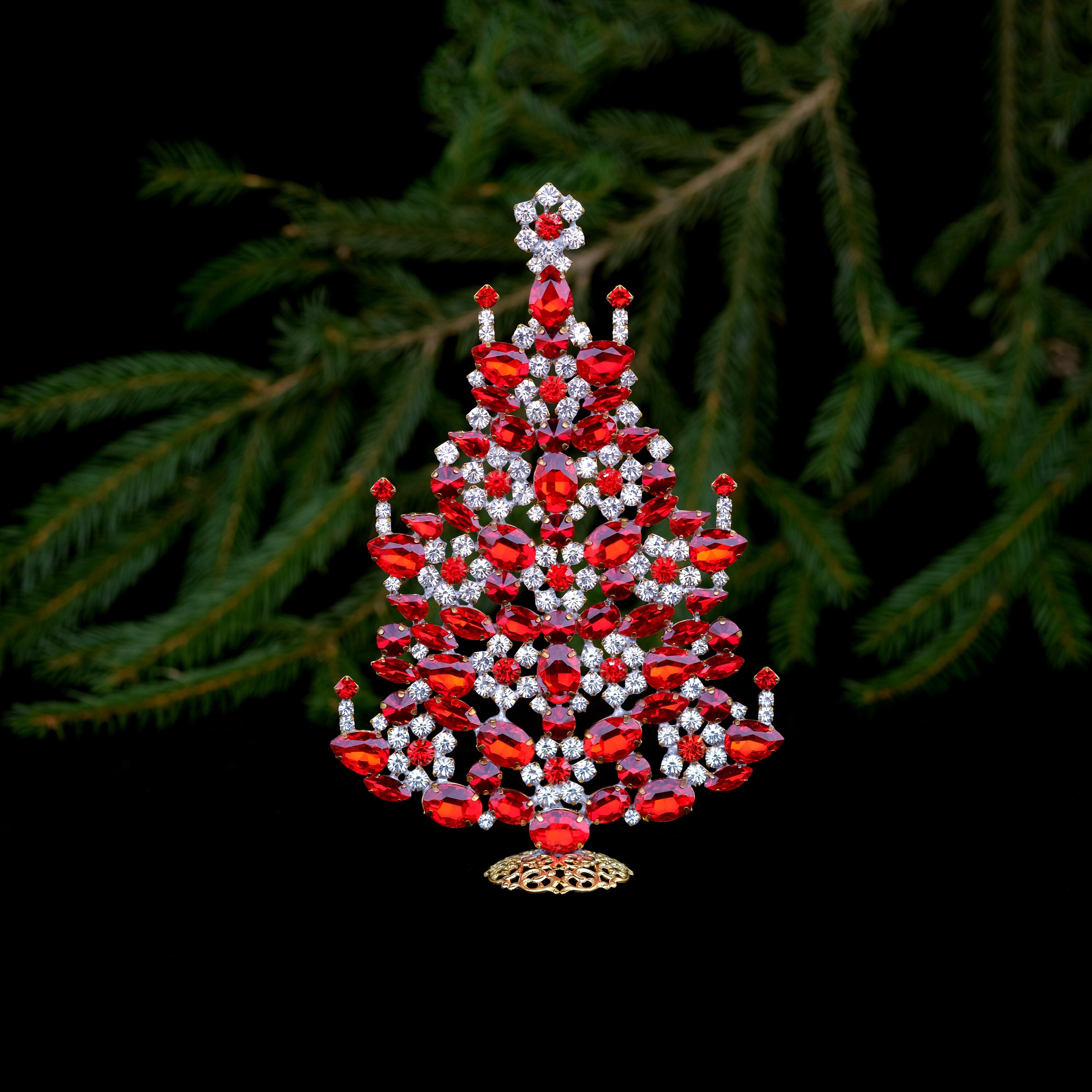 Sparkly Table Top Christmas Tree, Handcrafted With Clear and LT Rosa ...