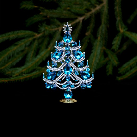 Charming Table Top Glass Xmas Tree Handcrafted With Clear and - Etsy