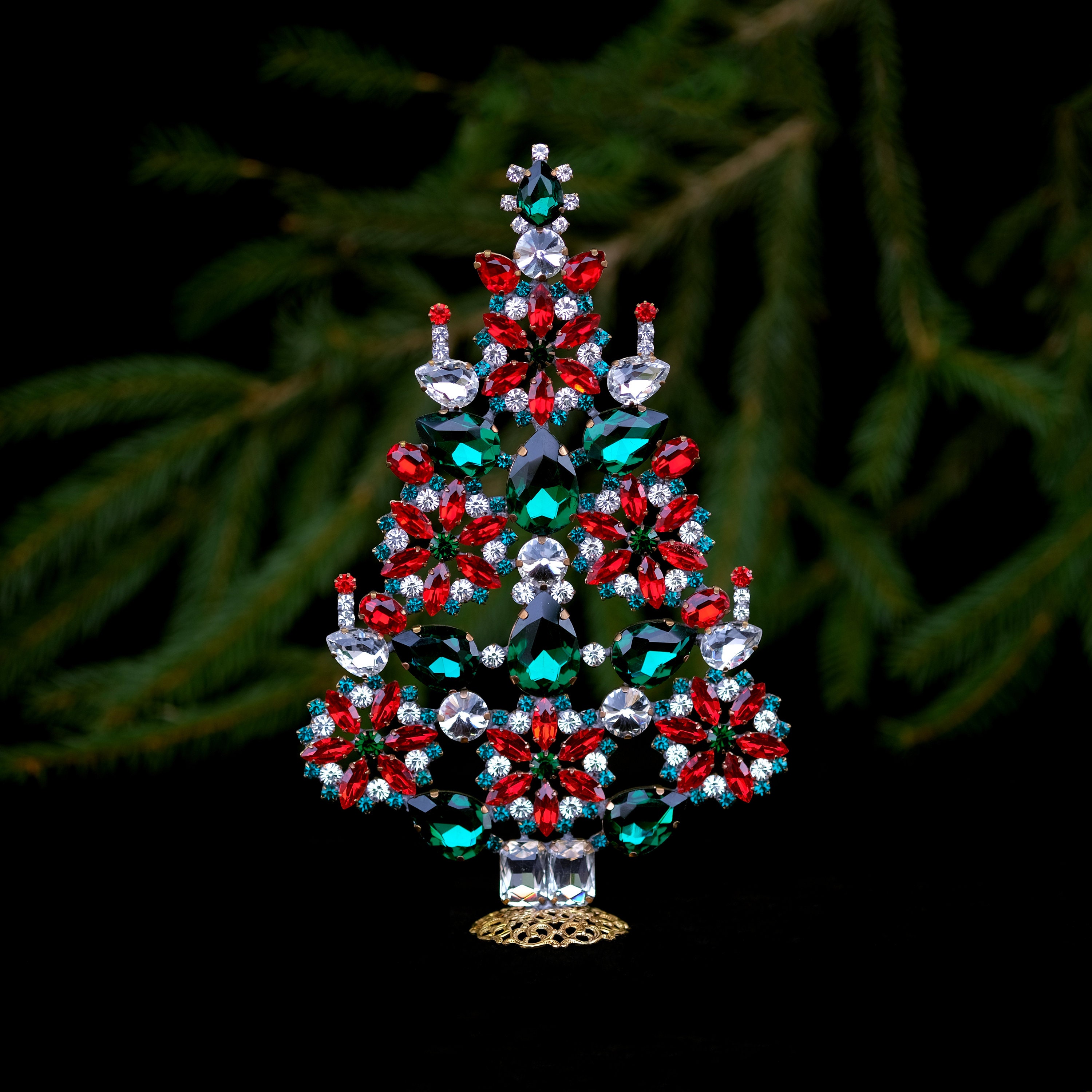 Wonderous Czech Christmas Tree, Rhinestone Tree Handcrafted With Clear ...