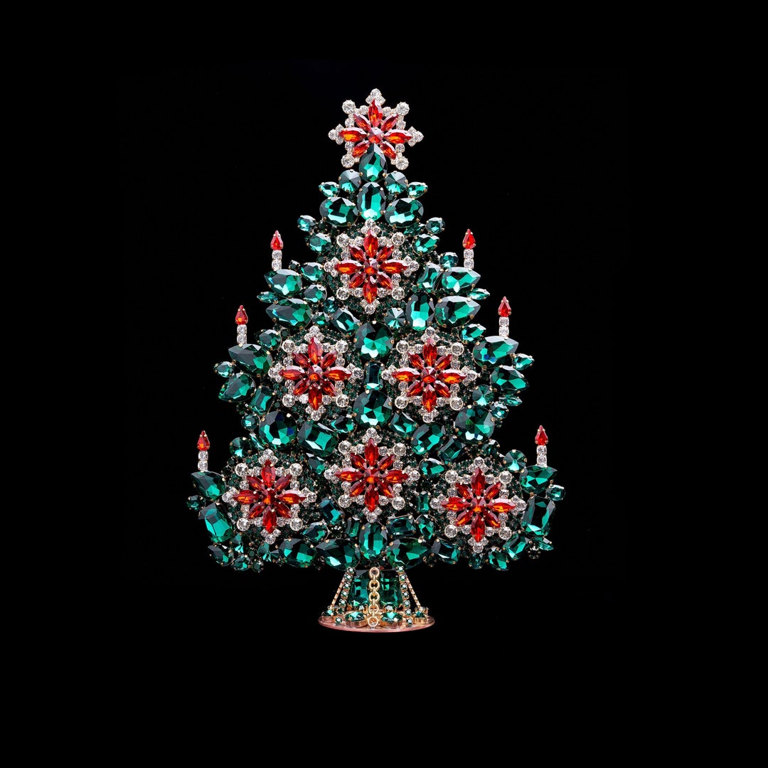 Opulent Table Top Christmas Tree, Handcrafted With Clear, LT Siam and ...