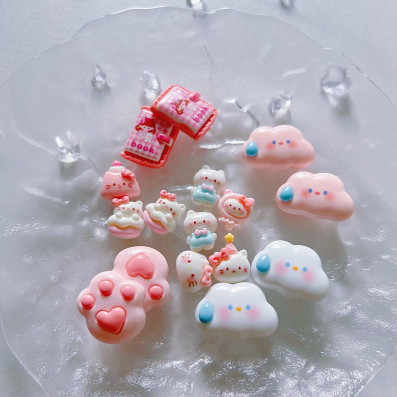 80 Kawaii Pink Resin Charms – Cute Craft Embellishments for DIY Phone ...