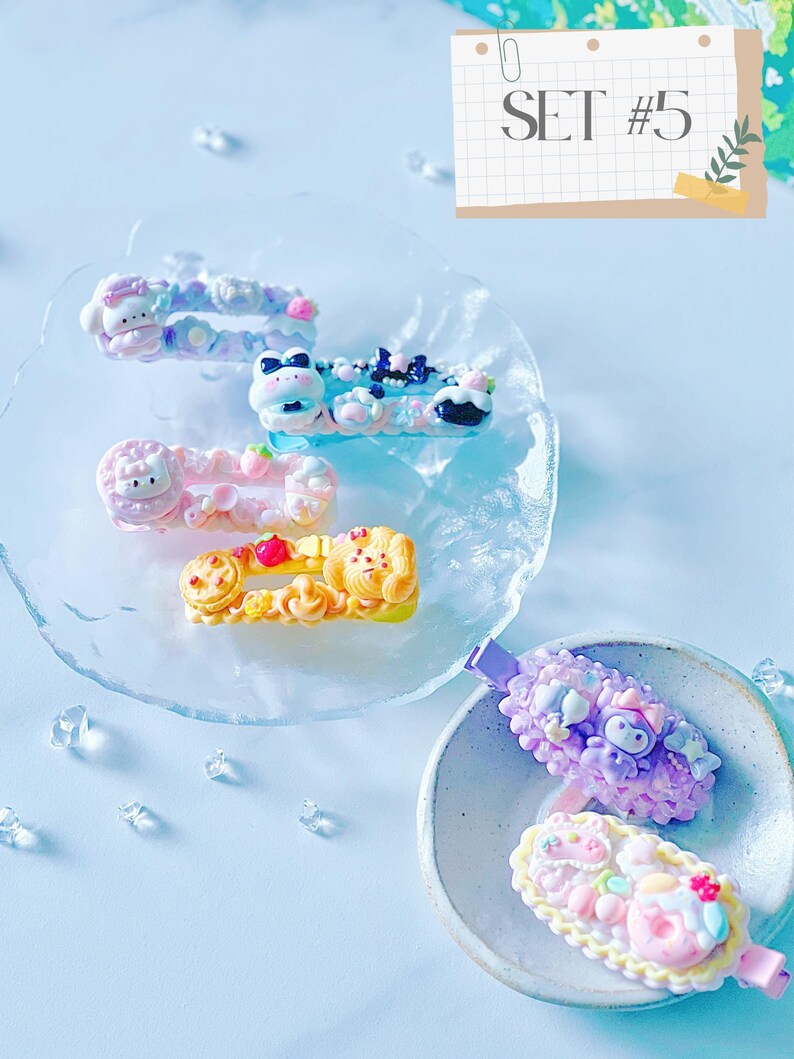 Kawaii Decoden Hair Clip Set: Handmade Pastel Accessories - Etsy