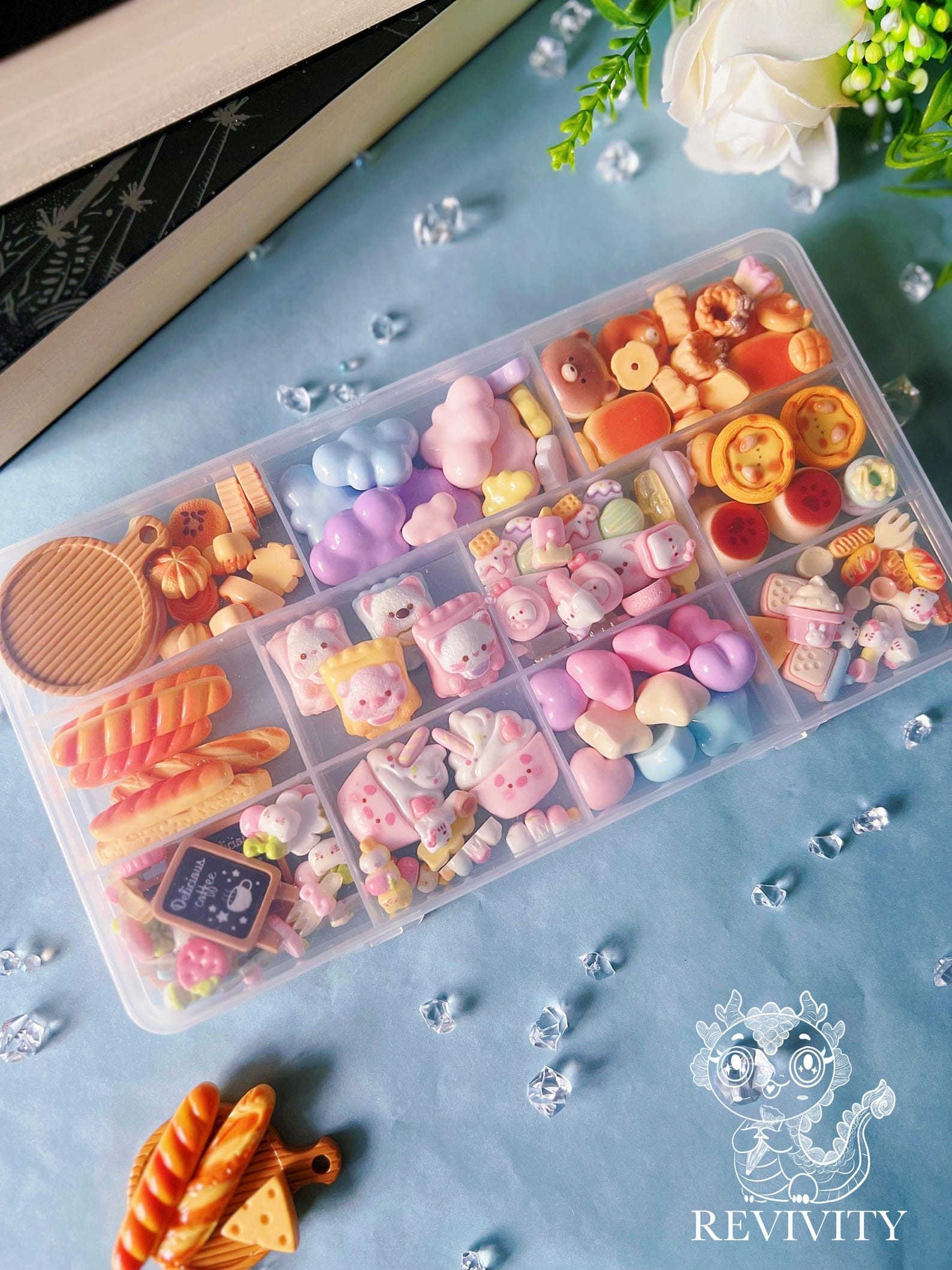 125-piece DIY Craft Charms With Box: Kawaii Pastel Bakery Resin ...