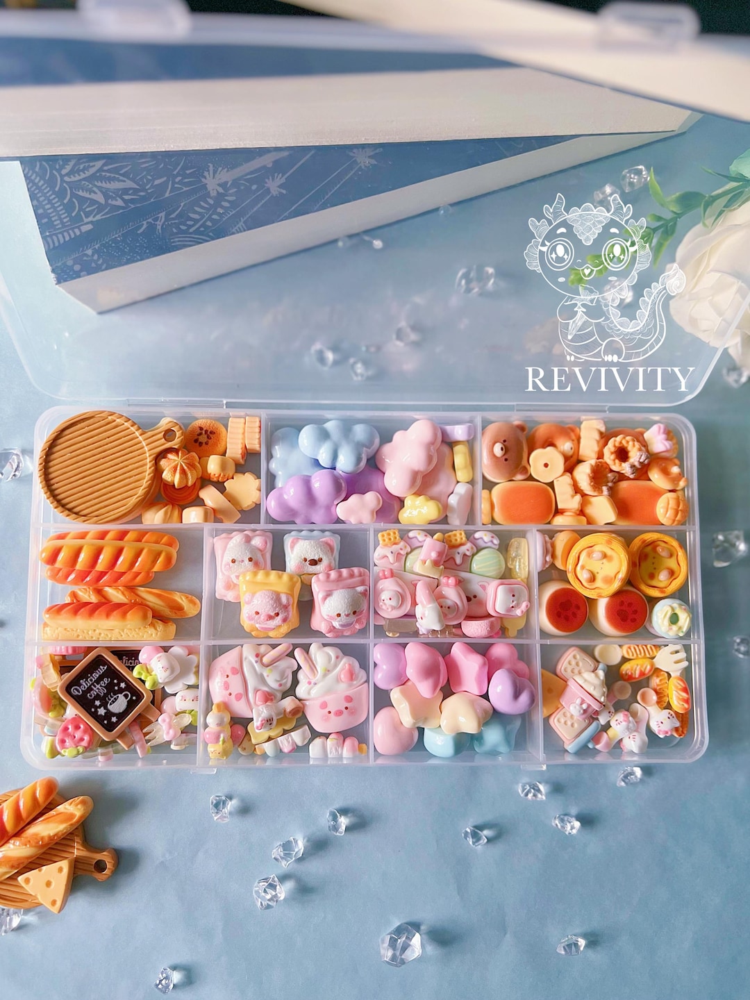 125-piece DIY Craft Charms With Box: Kawaii Pastel Bakery Resin ...