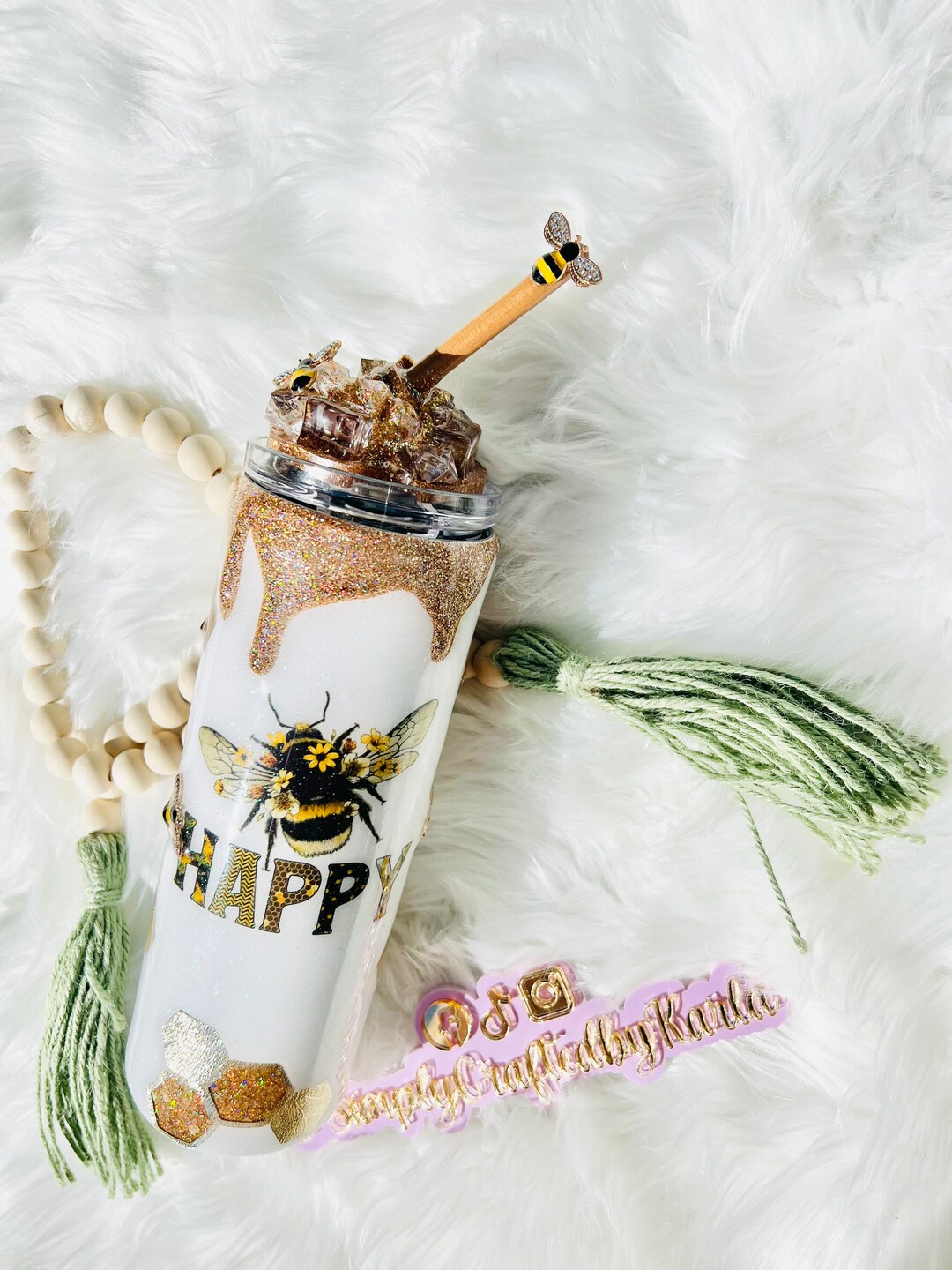 3d Bee Tumbler With Optional Removable Lid Topper - Etsy