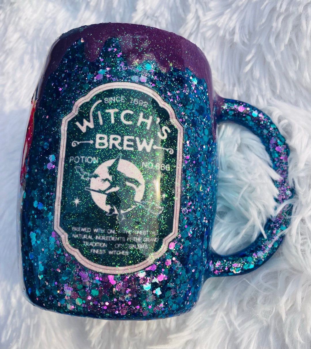 Witches Brew Color Shift Mug With Purple Glitter Drip Rim - Etsy