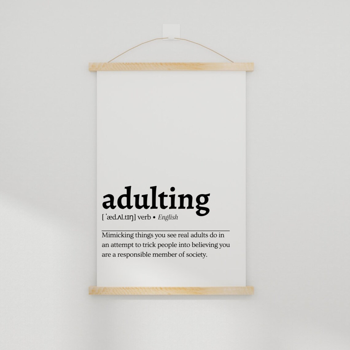 Adulting Dictionary Definition Print - Funny Printable Wall Art - Funny ...