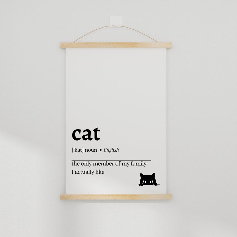 Cat Dictionary Definition Print - Funny Printable Wall Art - Funny ...