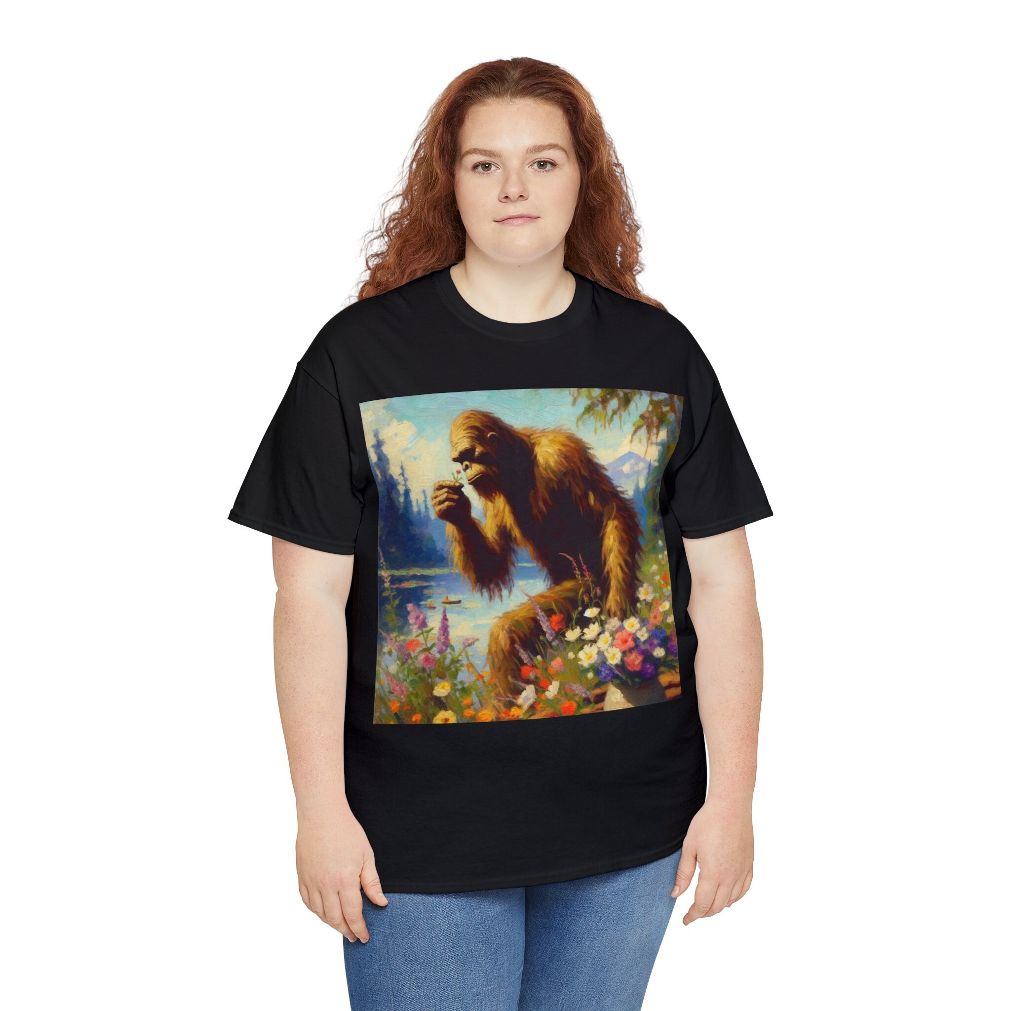 Bigfoot Smelling Mountain Flowers Impressionist Art Style Unisex Heavy Cotton Tee - Etsy