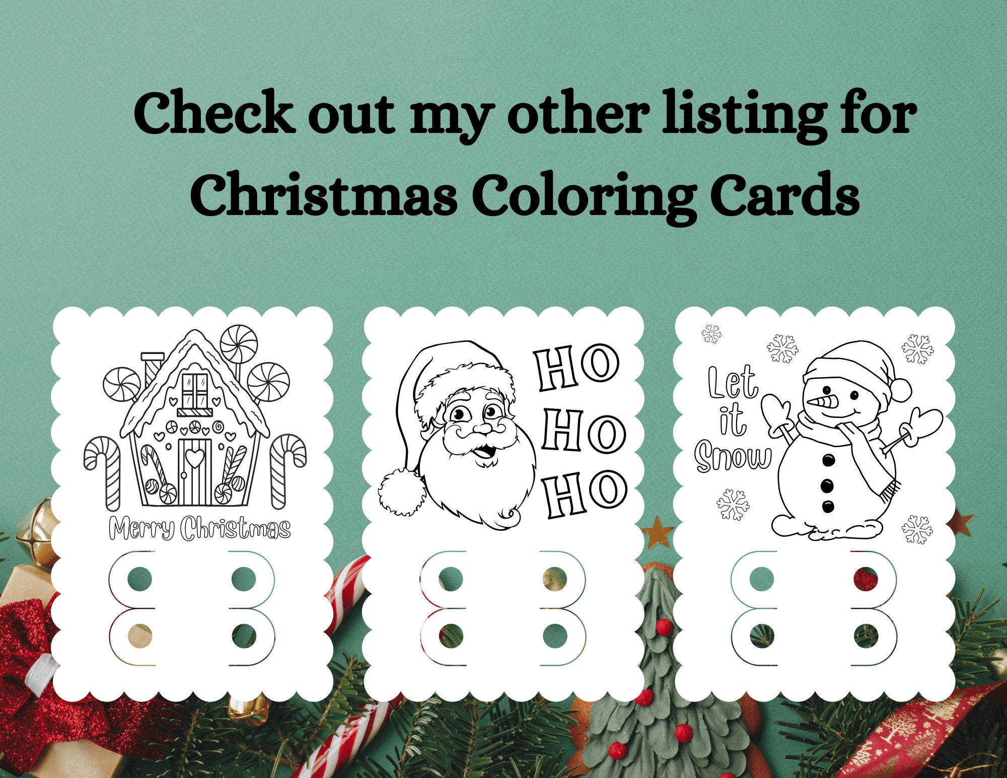 3 Printable Christmas Coloring Cards, Christmas Cards With Crayon ...