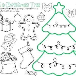 Build a Christmas Tree Activity Sheet | Holiday Craft for Kids | Color ...