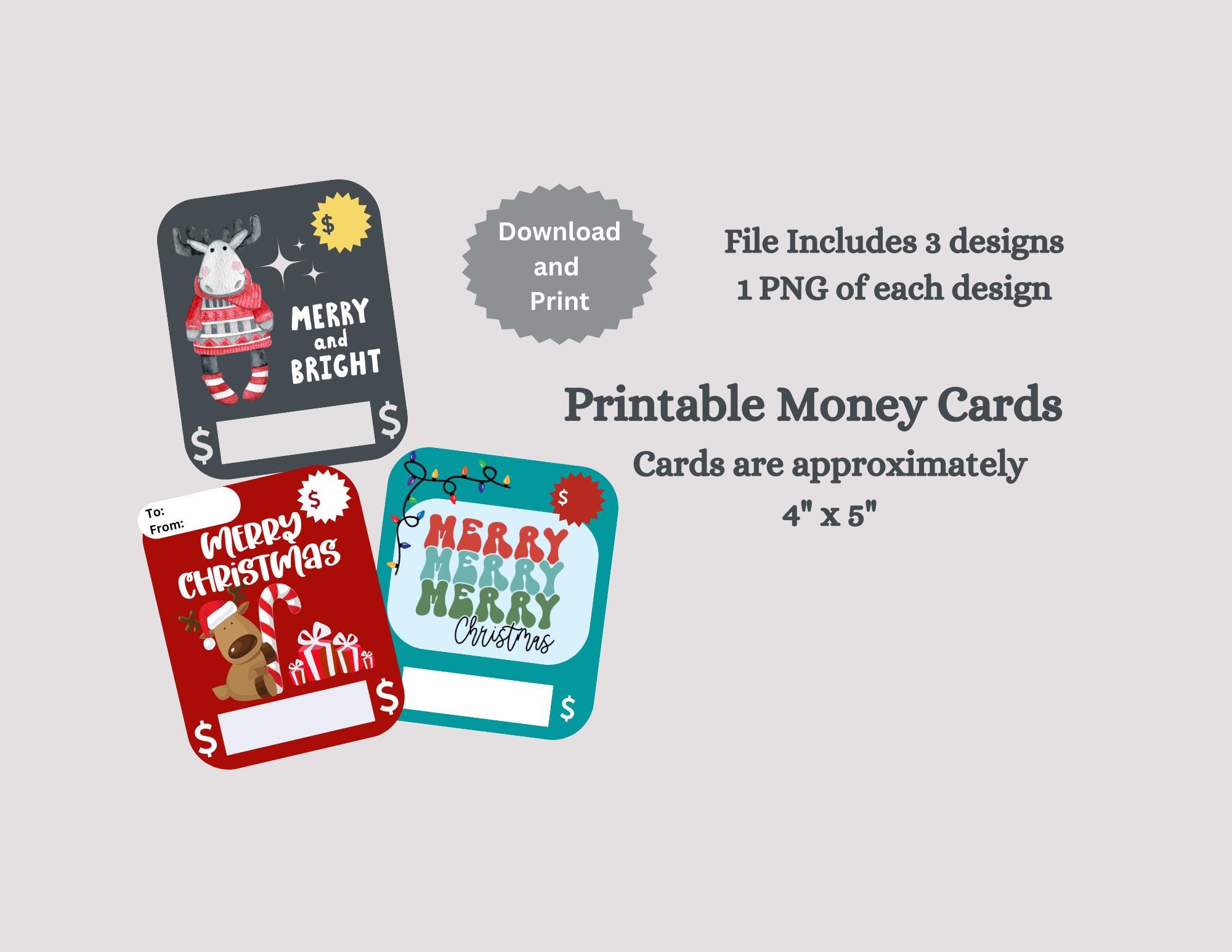 Christmas Money Holder Printable | Cash Gift Card Holder | Holiday Gift ...
