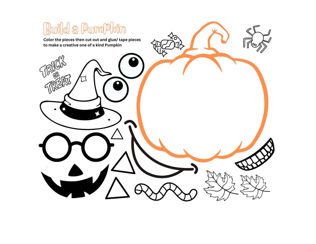 Build a Pumpkin Craft Printable | Halloween Cut and Paste Activity ...