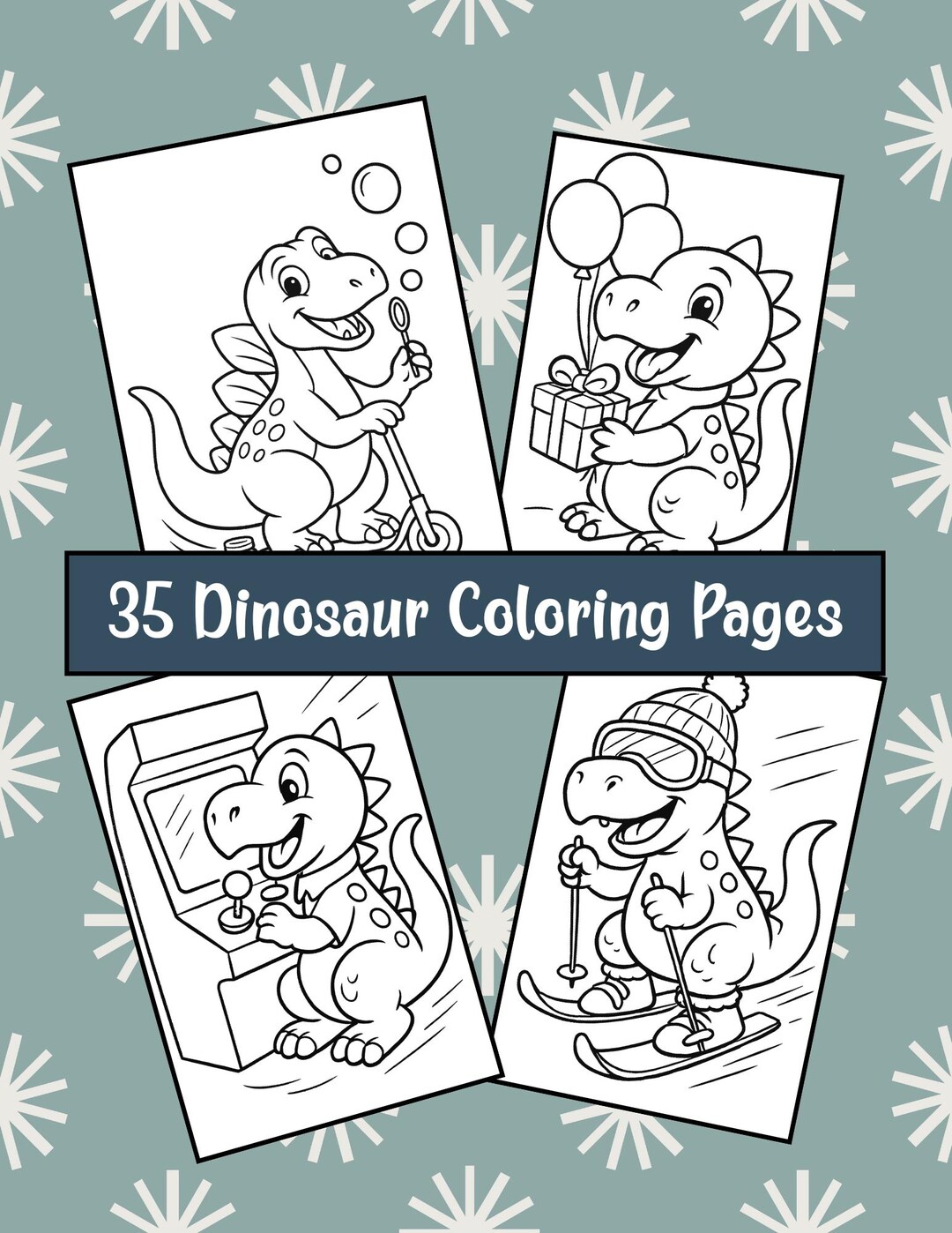 Dinosaur Coloring Pages for Kids, 35 Fun Dino Coloring, Printable ...