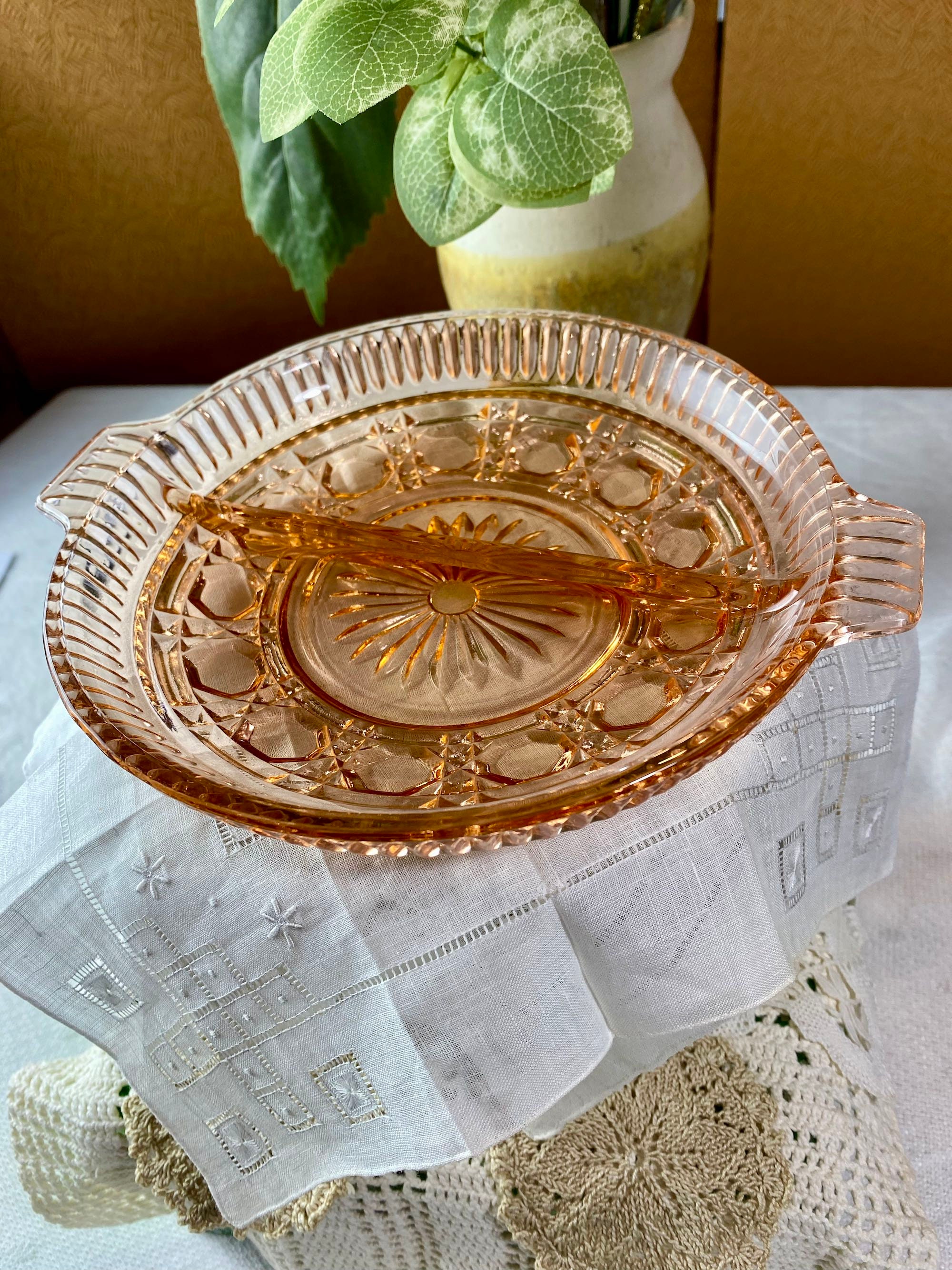 Vintage Pink Serving Dish Indiana Glass Co. Windsor Pattern, Pink Cut ...