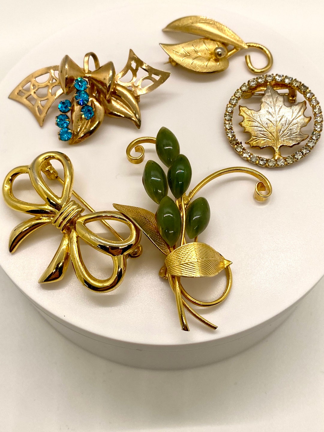Vintage Brooches, Gold Tone, 50s-60s, Unsigned Beauties, Rhinestones ...