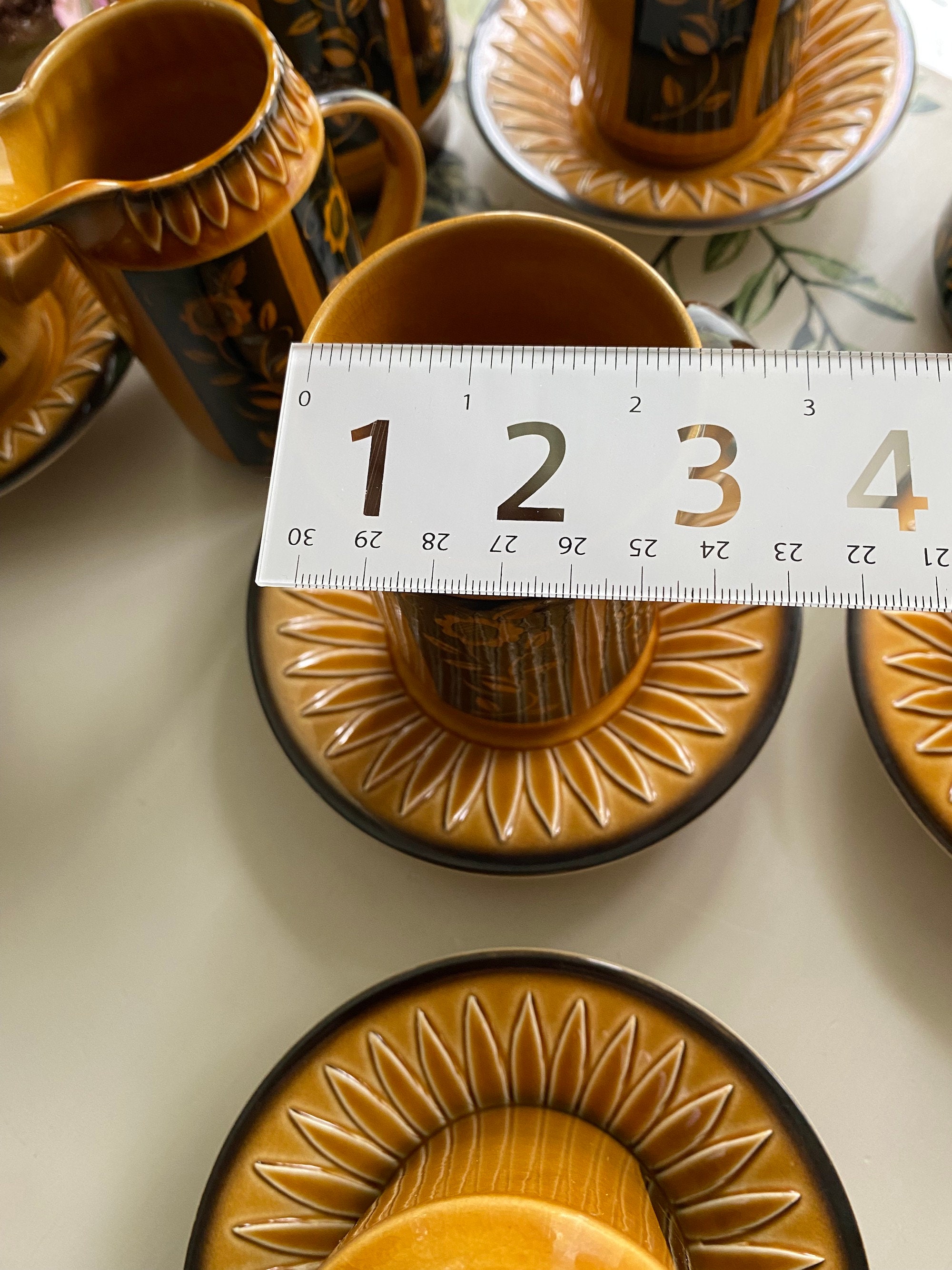 Devon Crown Fieldings, Aztec, Coffee Set, Sunflower MCM - Etsy