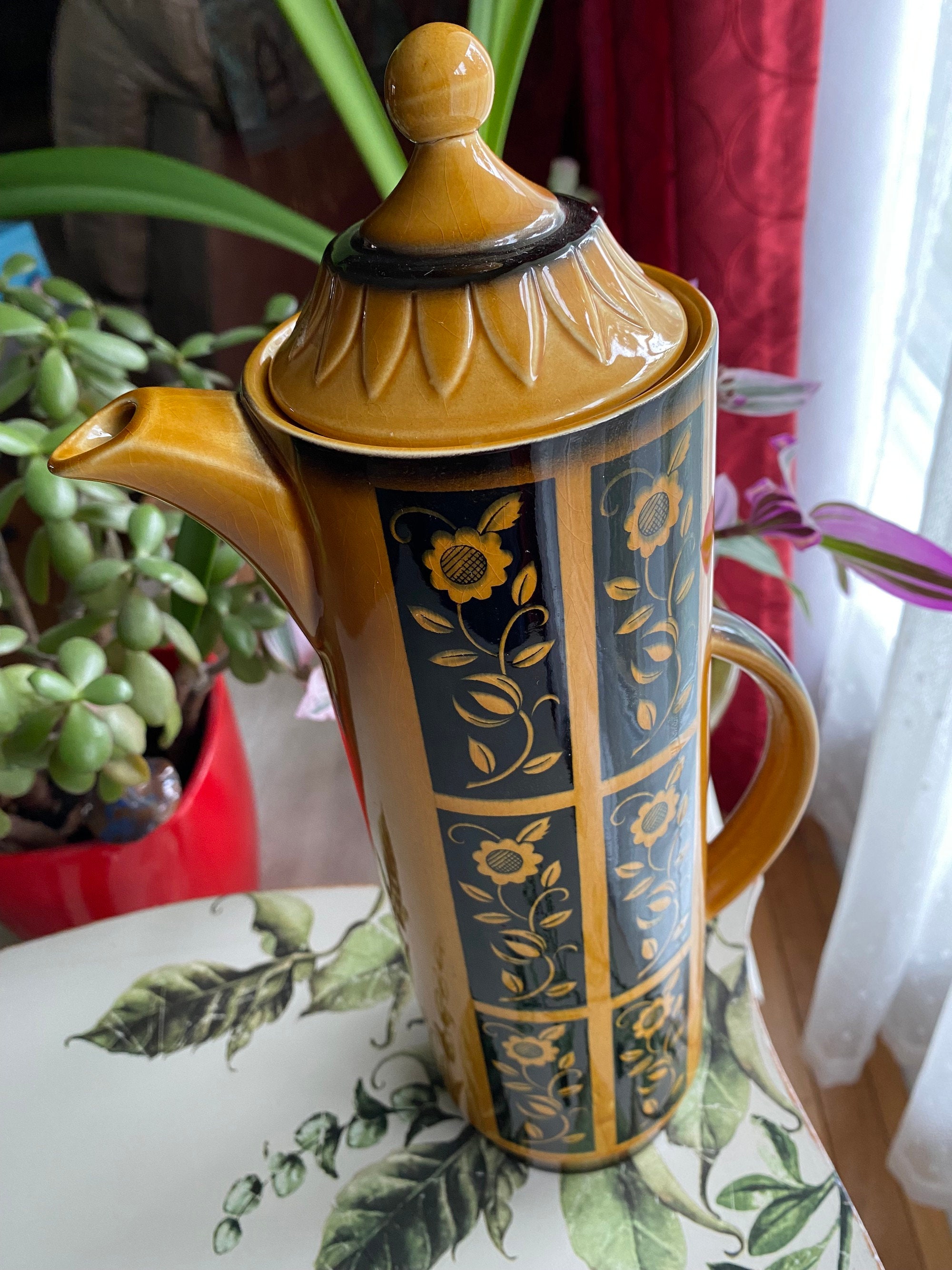 Devon Crown Fieldings, Aztec, Coffee Set, Sunflower MCM - Etsy