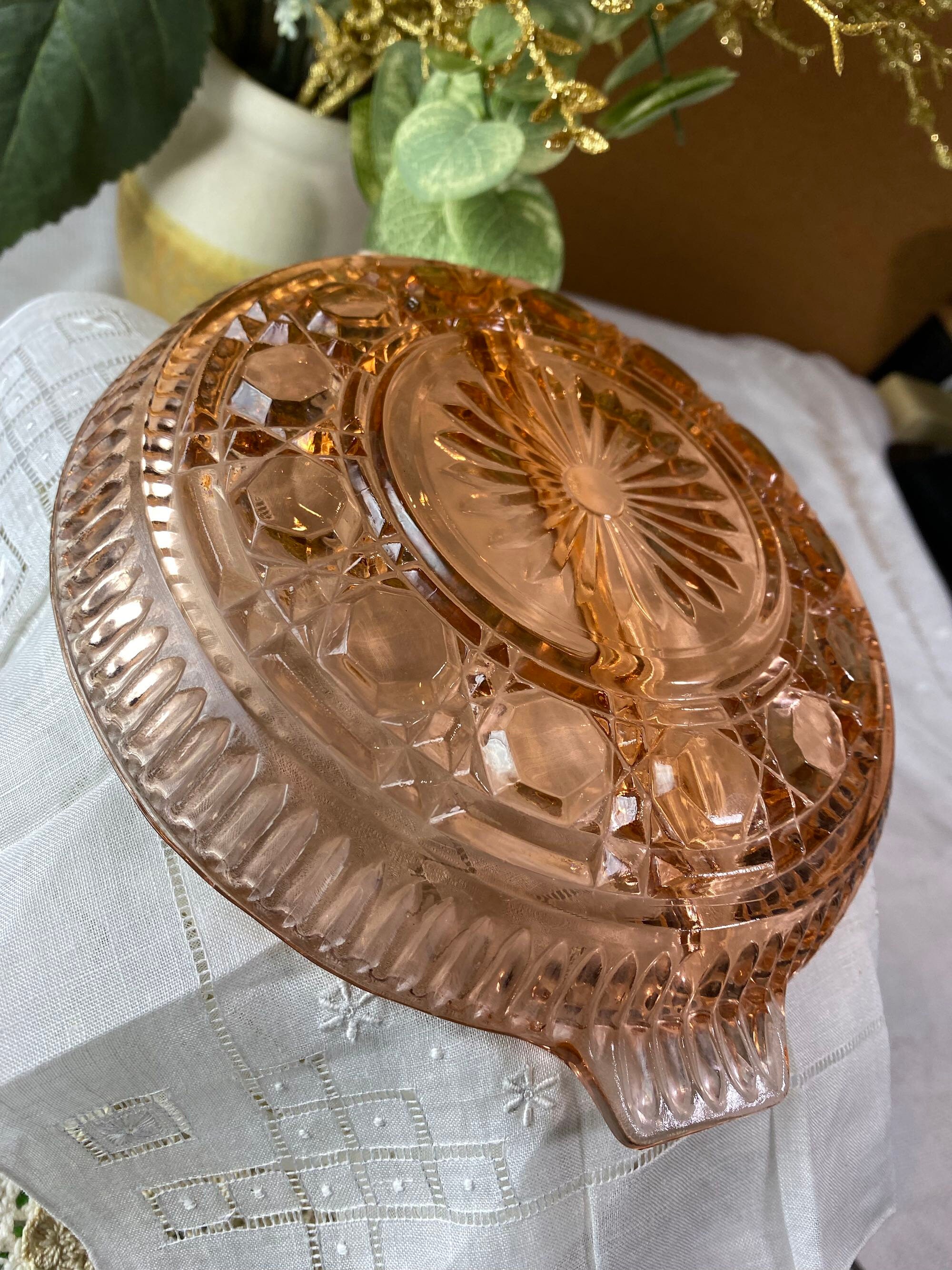 Vintage Pink Serving Dish Indiana Glass Co. Windsor Pattern, Pink Cut ...