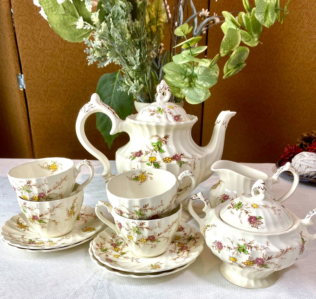 Heritage Myott Tea Service, Vintage With 4 Cups and Saucers, Tea Pot ...