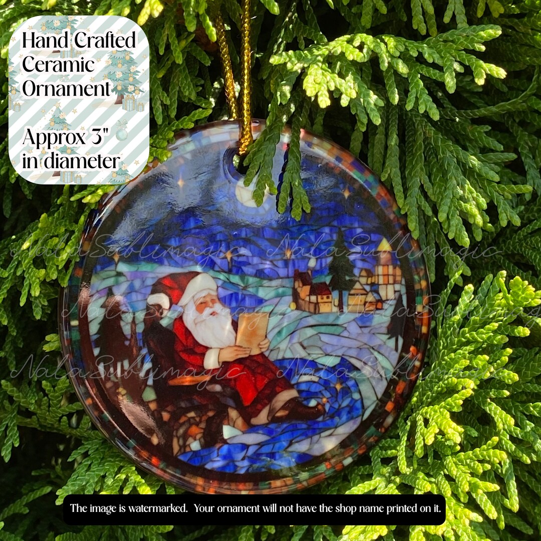 Santa Christmas Scene in a Mosaic Tile Design Hand Crafted - Etsy