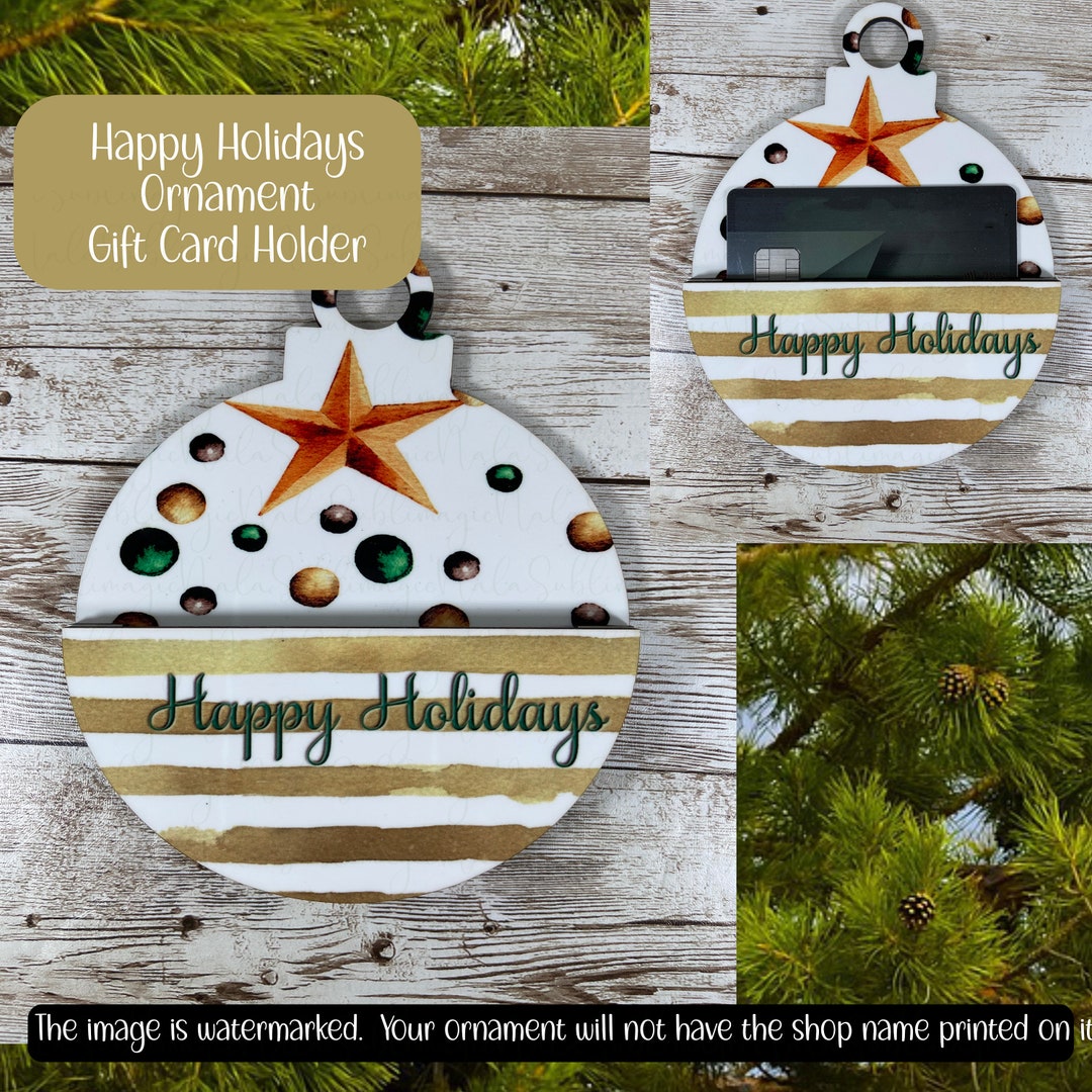 Happy Holidays Gift Card Holder Handmade Sublimation on MDF - Etsy