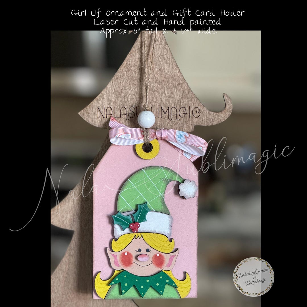 Christmas Elf Hand Painted Ornament and Gift Card Holder - Etsy