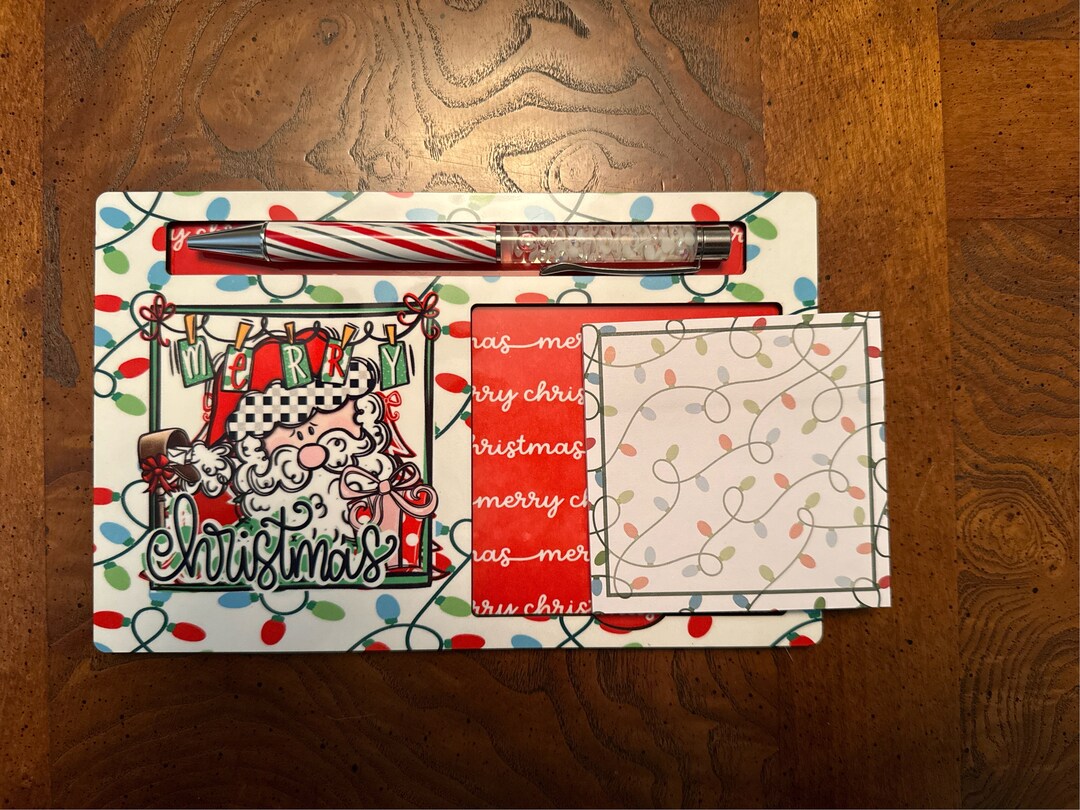Christmas Santa Post It Note and Pen Holder Handmade Sublimation on MDF ...