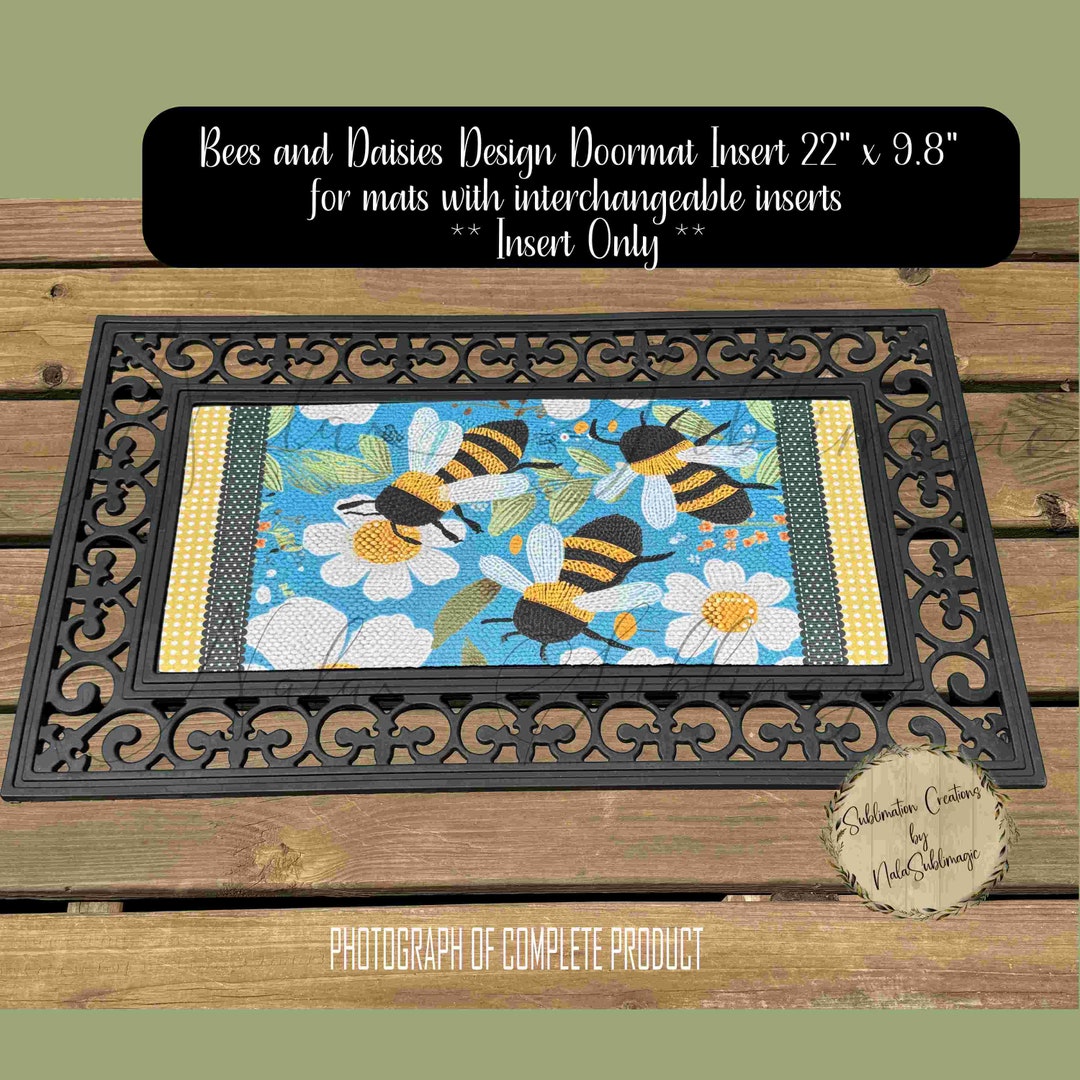 Bees and Daisies Design - Custom Made Switchable Doormat Insert ...