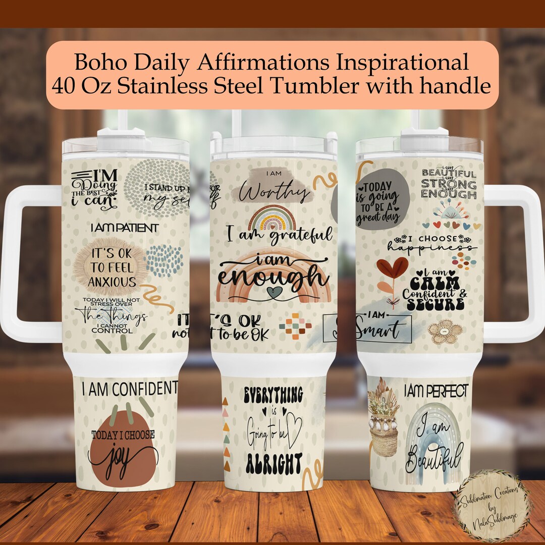 Boho Daily Affirmations 40 Ounce Insulated Tumbler With - Etsy