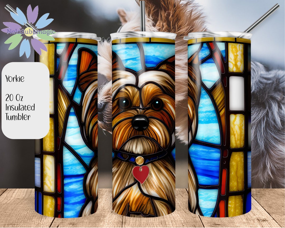 Yorkie Stained Glass Design Dog Collection Design 20 Oz - Etsy